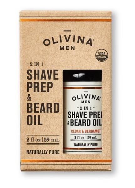 Olivina Organic Shave Prep & Beard Oil-Cedar & Bergamot 2 FL OZ. – Zulees
